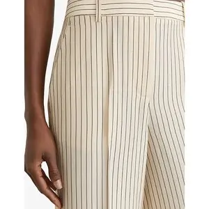 REISS Wide-leg High-rise Pinstriped Trousers - Cream Black