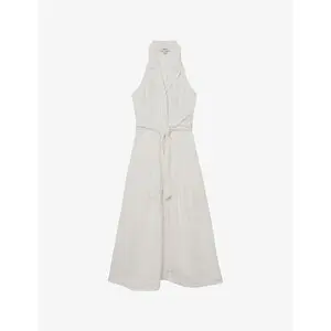 REISS Halterneck Woven Midi Dress - Ivory