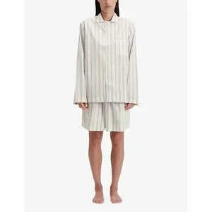 TEKLA Striped Cotton-poplin Shorts - Needle Stripes