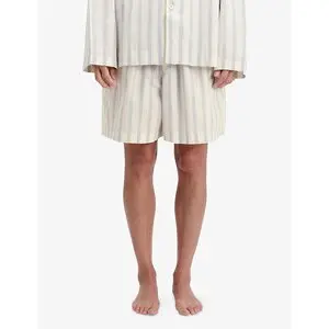 TEKLA Striped Cotton-poplin Shorts - Needle Stripes