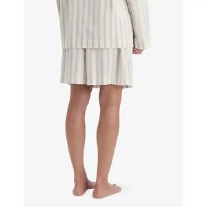 TEKLA Striped Cotton-poplin Shorts - Needle Stripes