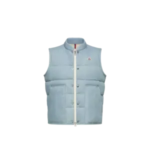 Moncler Heceta Denim Down Vest - Blue