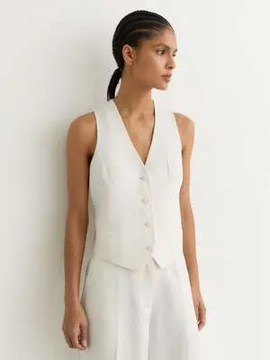 REISS Alyx Linen-blend Tailored Waistcoat