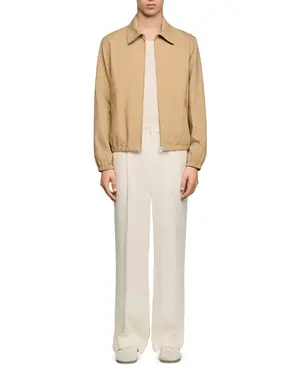Sandro Classic Fit Zip Up Jacket - Sand