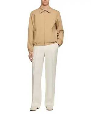 Sandro Classic Fit Zip Up Jacket - Sand