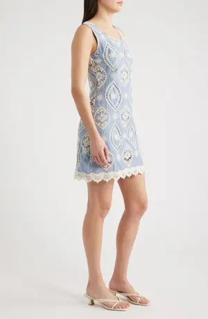 ZOE AND CLAIRE Embroidered Cotton Minidress