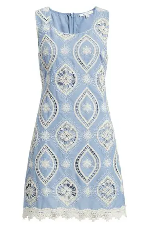 ZOE AND CLAIRE Embroidered Cotton Minidress
