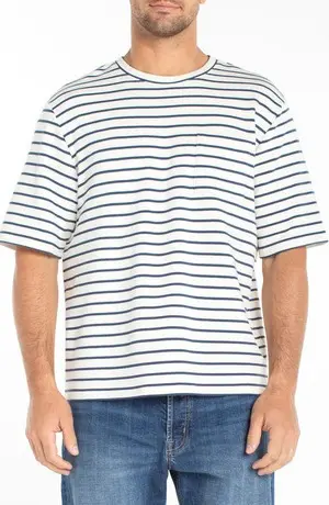 LIVERPOOL Oversize Stripe Cotton French Terry T-shirt