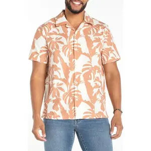 LIVERPOOL Tropical Print Cotton & Linen Camp Shirt - Clay Multi