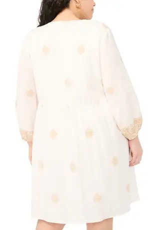 Vince Camuto Medallion Print Split-neck Minidress