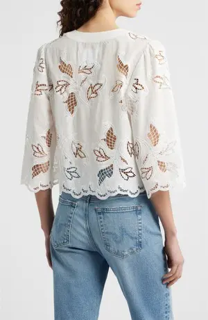 CISSA Floral Lace Button-up Shirt