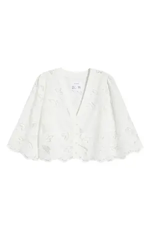 CISSA Floral Lace Button-up Shirt