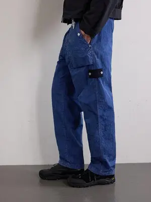Stone Island Straight-leg Logo-appliquéd Crinkled Trousers