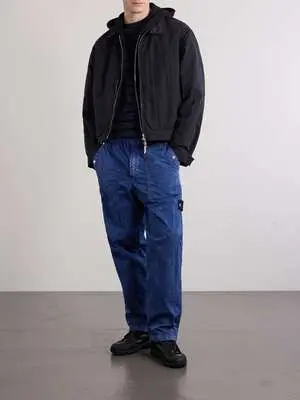 Stone Island Straight-leg Logo-appliquéd Crinkled Trousers