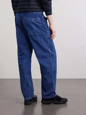 Stone Island Straight-leg Logo-appliquéd Crinkled Trousers