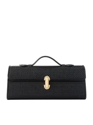 Savette Slim Symmetry Woven Leather Tote - Black