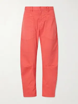 NILI LOTAN Shon Cotton-Blend Twill Tape Pants Red