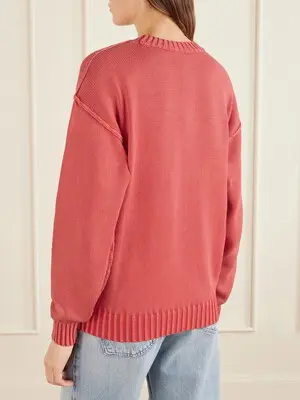 Aimé Leon Dore Inside Out Crewneck Cotton Sweater - Red