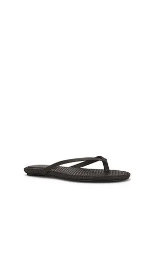 ST. AGNI Woven Leather Flip Flops - Coffee