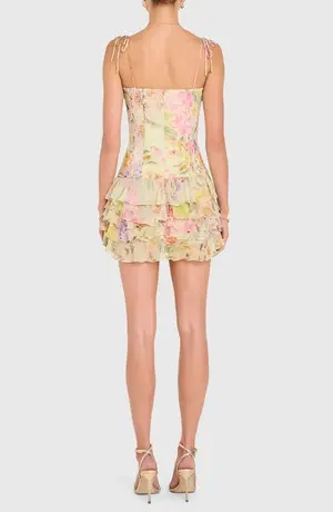 Amanda Uprichard Laureline Floral Print Ruffle Romper - Endive Multi