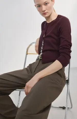 Mango Fine Knit Crewneck Cardigan