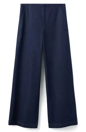Mango Flat-front Wide-leg Jeans - Open Blue