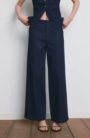 Mango Flat-front Wide-leg Jeans - Open Blue