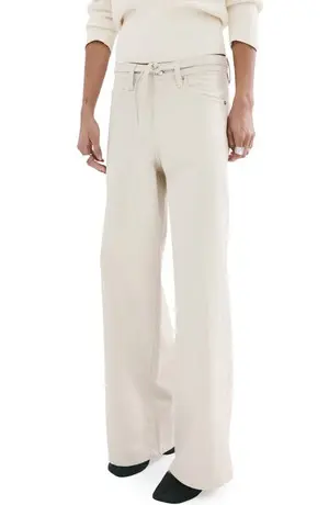 Mango Belted Wide Leg Jeans - Ivory