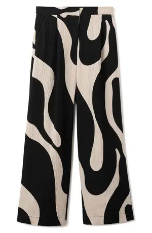 Mango Printed Straight Leg Trousers