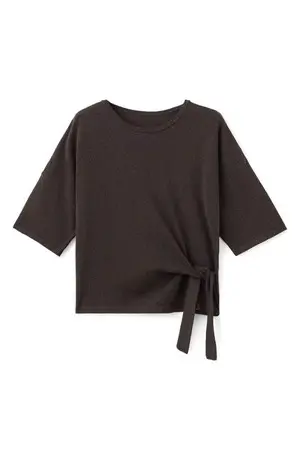 Mango Bow Short Sleeve Sweater - Chocolate