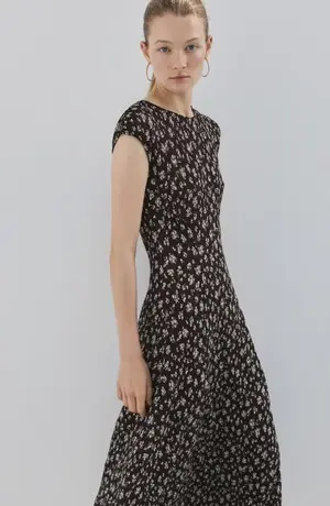 Mango Floral Print Midi Dress