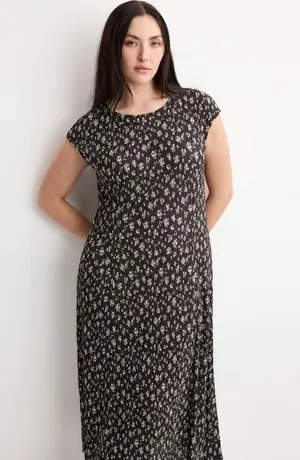 Mango Floral Print Midi Dress
