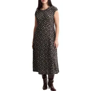 Mango Floral Print Midi Dress - Brown