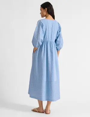 ALBARAY Striped V-neck Midi Dress