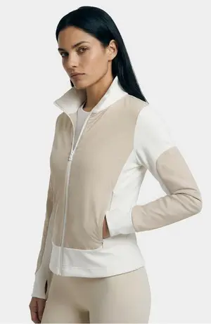 Rudsak Zip-up Mixed Media Sweater Jacket - Vanilla