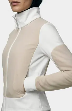 Rudsak Zip-up Mixed Media Sweater Jacket - Vanilla