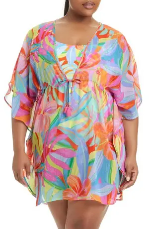 BLEU BY ROD BEATTIE Semisheer Cover-up Caftan - Blue Multi