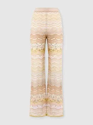 Missoni Wide-leg Trousers In Chevron Lamé With Sequins - Tan