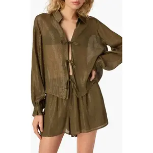 Cami Nyc Niecey Long Sleeve Metallic Chiffon Top