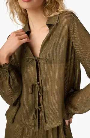 Cami Nyc Niecey Long Sleeve Metallic Chiffon Top