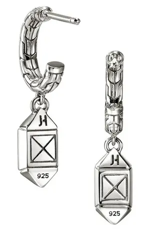 John Hardy Icon Stud Diamond Hoop Earrings - Silver
