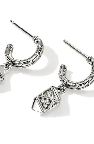 John Hardy Icon Stud Diamond Hoop Earrings - Silver
