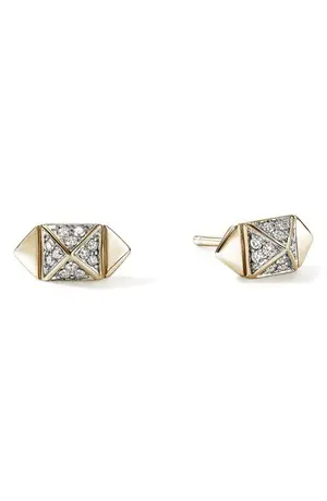 John Hardy Icon Stud Diamond Earrings Gold