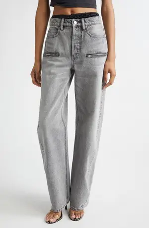 Alexander Wang Silk Prestyle Float Barrel Leg Jeans - Washed Grey