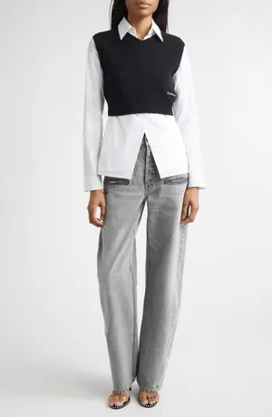 Alexander Wang Silk Prestyle Float Barrel Leg Jeans - Washed Grey