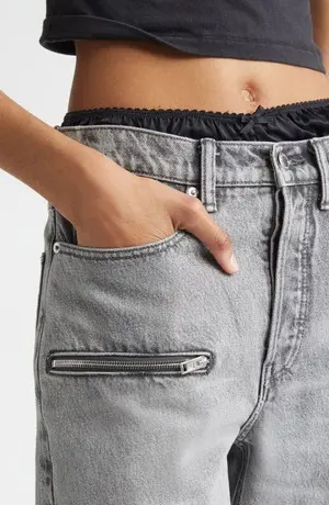 Alexander Wang Silk Prestyle Float Barrel Leg Jeans - Washed Grey