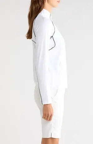 G/fore Contrast Mesh Silky Tech Quarter Zip Golf Top - Snow