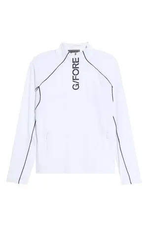 G/fore Contrast Mesh Silky Tech Quarter Zip Golf Top - Snow