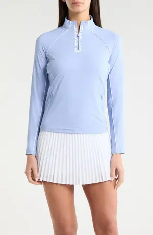 G/fore Contrast Mesh Silky Tech Quarter Zip Golf Top Willow