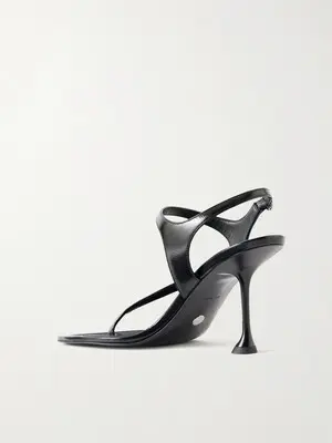 Proenza Schouler Tee Leather Kitten Heel Sandals - Black